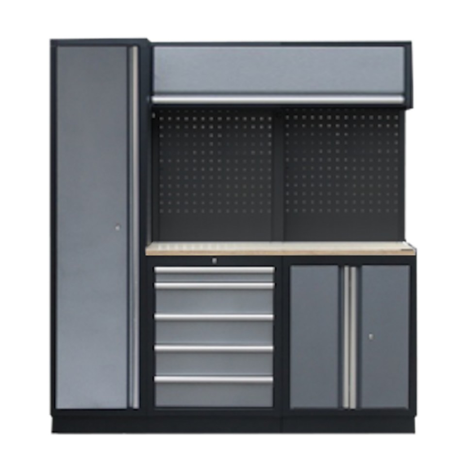 PROFI-GARAGEN-SERIE MIT 2 RÜCKWÄNDEN UND HOCHSCHRANK